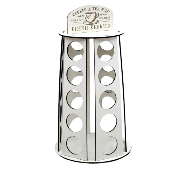 Coffee Pod Display Stand | 3mm White Wood | Holds 30 Pods | Mom' Into